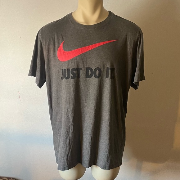 Nike | Shirts | Nike Red Swoosh Just Do It Grey Short Sleeve Tshirt X ...
